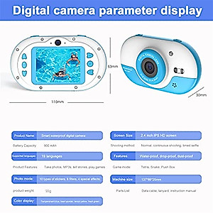 MEENE Children Digital Camera 8MP Kids Waterproof Camera with Front and Rear Dual Cameras HD Screen One-Click Photo/Video Self-Timer