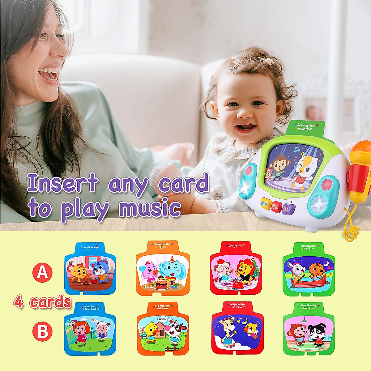 Kidpal Music Toys for Toddlers, Karaoke Jukebox with Microphone for Kids 2 3 4 Year Old Girls and Boys, Baby Musical Toys With Singing Recording & Voice Changing Function Musical Player Gift for Xmas1