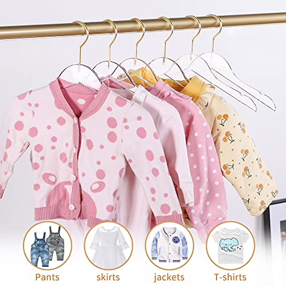 10 Pack Clear Acrylic Children's Hangers Kids Hanger Baby Toddler Infant-Hangers Clear Premium Hangers for Kids Clothes Closet (Clear)