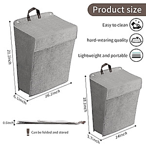 Wall Hanging Laundry Basket, Collapsible Laundry Hamper with Handle & Laundry Balls,Space-Saving Foldable Storage Dirty Washer Organizer Bin Multi-function Container Durable, Set of 2