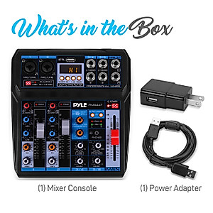 Pyle Professional Wireless DJ Audio Mixer - 6-Channel Bluetooth Compatible DJ Controller Sound Mixer w/DSP Effects, USB Audio Interface, Dual RCA In, XLR/1/4" Microphone In, Headphone Jack PMX44T