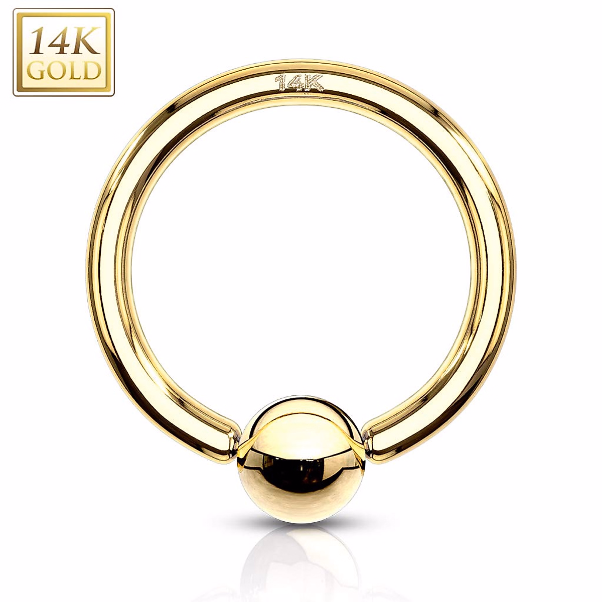 18 Gauge 5/16 Inch 3mm Bead 14K Solid Gold Captive Bead Ring Hoop CBR Body Jewelry C94