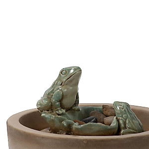 Foreside Home and Garden Multicolor Ceramic Frog Indoor Water Fountain with Pump