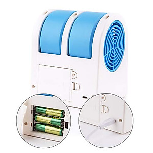 BXT Portable Air Conditioner Fan Dual Bladeless Safe Mini Personal Fan Battery Powered/USB Recharging Table Desktop Fan Drawer Frgance Perfume Oil Misting Fan Cooling Cooler Indoor/Outdoor Use