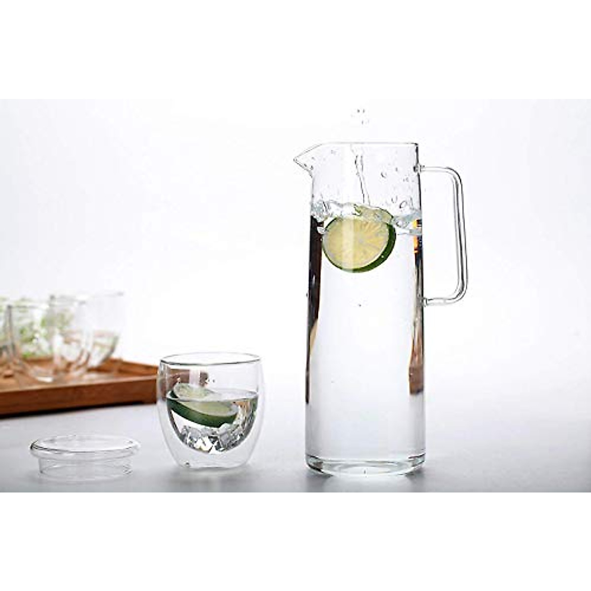 Glass Pitcher with Lid - High Heat Resistance Stovetop Safe Pitcher for Hot/Cold Water & Iced Tea