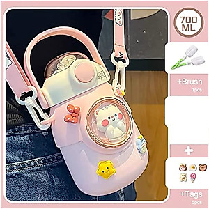 Stainless Steel Water Bottles for School BPA Free Insulated Water Bottle with Straw And Lid (Pink)