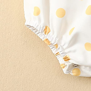 MLAGJSS 2Pcs Baby Girl Clothes Set Ruffles Sleeveless Floral Prints Girls Bodysuit Rompers Jumpsuit Cute Bow Headband Set (Zj42-Yellow,0-3 Months)