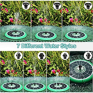 SZMP Solar Fountain 5W Bird Bath Fountains 2023 Upgraded UFO Lights, Solar Powered Fountain Pump with 7 Nozzle & 4 Fixer, 4000 Battery, Solar Fountain Pump for Bird Bath, Garden, Patio, Pond, Outdoor