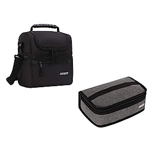 MIER 2 Compartment Lunch Bag Small Lunch Box Bundle