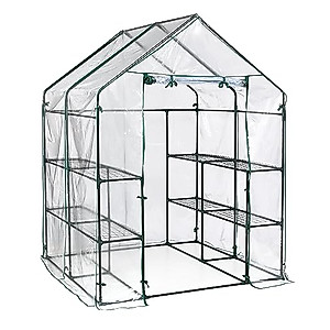 Miracle-Gro 4'8" x 4'8" x 6'5" All-Season Small Walk-in Greenhouse with 8 Wire Shelves for Outdoors, Easy-Access and Durable, Translucent