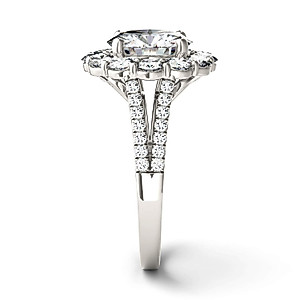 Charles & Colvard 14K White Gold Moissanite 9mm Round Engagement Ring-size 7.5 4.22cttw DEW