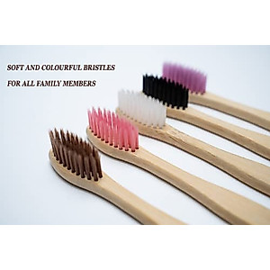 TanAisu Bamboo Toothbrushes with 10 Floss Picks, Travel Case - Biodegradable Toothbrushes (2 Brown, 2 Black, 2 White, 1 Purple, 1 Fuchsia) & Dental Floss Picks| Cover