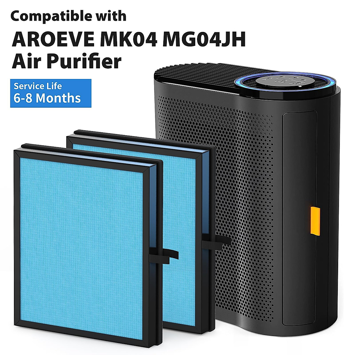 Mk04 Replacement Filter Sets for MK04 MG04JH Air Purifier, 4-Layers H13 Ture HEPA Filter, Compared to Part #MK04LX, 3 Pack