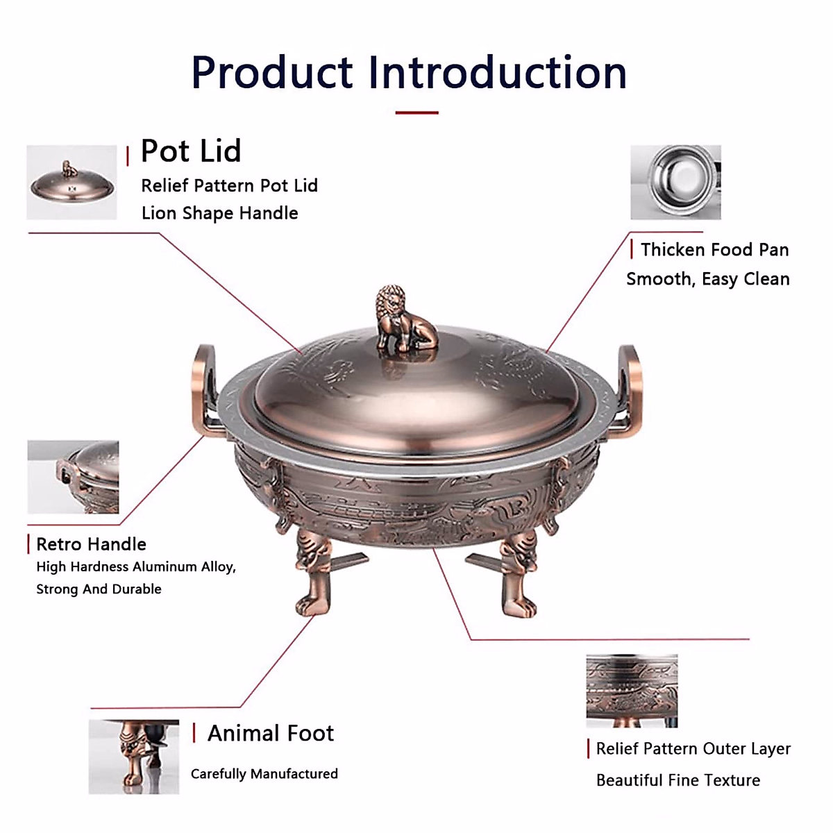 YIEOTM Chafing Dish Buffet Set, Round Chafer Buffet Servers and Warmers with Food Pans, Fuel Holder, Pot Lid and Bottom Stand for Home and Restaurant
