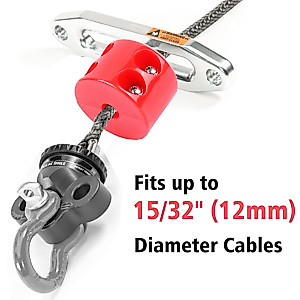 Besnor Winch Cable Hook Stopper for ATV UTV SUV ORV, Rubber Rope Line Saver, Prevent Bouncing Fraying, with Allen Wrench (Light Red)