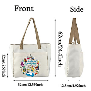 TOBGBE Fairy Tales Gift Alice Makeup Bag Follow The White Rabbit Bag Alice Gift Princess Zipper Pouch Bag (White Rabbit TB G)