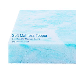 Irvine Home Collection King Size 3'' Swirl Cooling Gel Infused Memory Foam Mattress Topper, CertiPUR-US, Breathable, Plush, Pressure Relief, Blue, MTKing