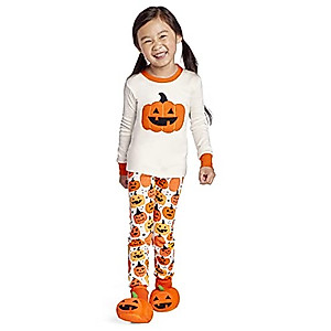 Gymboree,unisex-child,Gymmie Long Sleeve and Pant Cotton 2-Piece Pajama Sets, Big Kid, Toddler,Halloween Pumpkin,3T