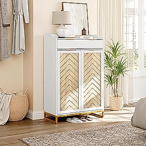 YITAHOME Shoe Cabinet Entryway with Doors, 5-Tier Shoe Storage Cabinet with Drawer, Large Capacity Wooden Shoes Rack Organizer for Entryway/Hallway/Closet & Living Room