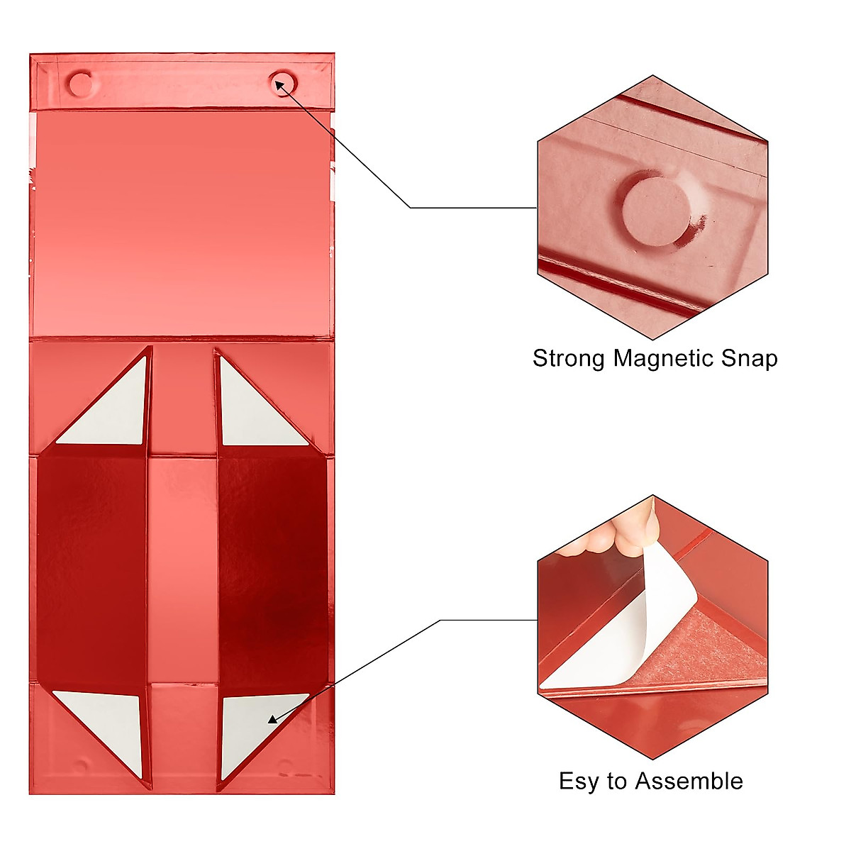 CHARMGIFTBOX Christmas Gift Boxes with Lids, 9x7x3.5 Inches Luxury Xmas Eve Gift Box, Collapsible Red Gift Boxes with Magnetic Closure for Presents Wrapping Gifts