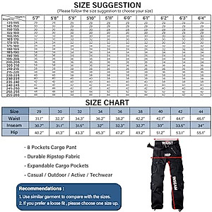 Men's BDU Casual Military Pants, Tactical Wild Army Combat ACU Rip Stop Camo Cargo Work Pants Trousers with 8 Pockets #7533 Black 38