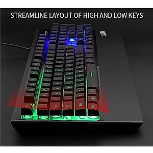 SAMA HJ9525 RGB Gaming Mechanical Keyboard and Mouse Set Wired 108 Keys Computer Keyboard and RGB Mouse Black