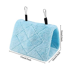 Wchiuoe Bird Bed for Cage, Soft Plush Hammock Hanging Cage Tent for Birds Winter Warm Bed Pet Toy Pet Supplies Accessories for Conure, Lovebird, Parrot, Parakeets(S-Blue)