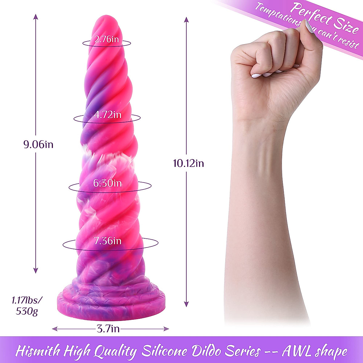Hismith Monster Dildo 10.12 inch Large Silicone Dildo Sex Toys for Male and Female Lifelike Dildo