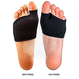 Brison Metatarsal Pads for Women and Men Ball of Foot Cushion - Gel Sleeves Cushions Pad - Fabric Soft Socks for Supports Feet Pain Relief (Beige) (Black)