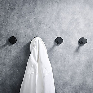 MENEAU Coat Hooks Punch Free Round Hook Stainless Steel Bathroom Clothes Hook Bedroom Hook Home Decor Storage Hook Black 1Pcs
