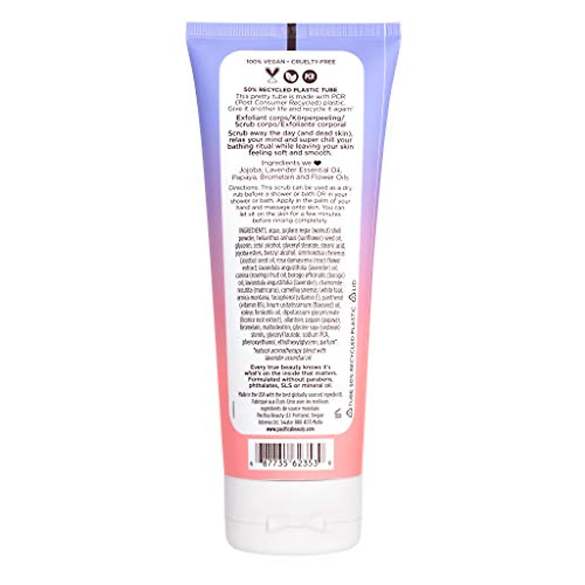 Pacifica Lavender Moon Body Scrub, Gently Exfoliates & Polishes Dead Skin, For All Skin Types, Ven & Cruelty-Free, 6 Fl Oz