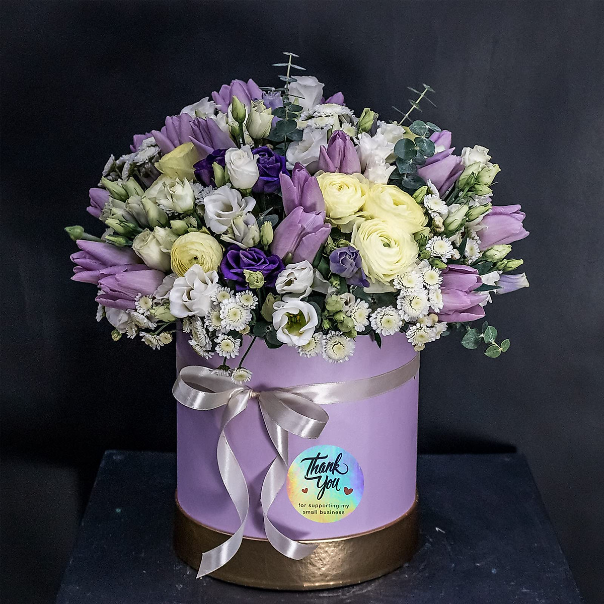 NSWDYLO Thank You Stickers Roll 500pcs 1.5” Thank You for Supporting My Small Business Stickers 4 Designs Thank You Small Business Stickers for Business Packages Holographic Thank You Stickers Labels