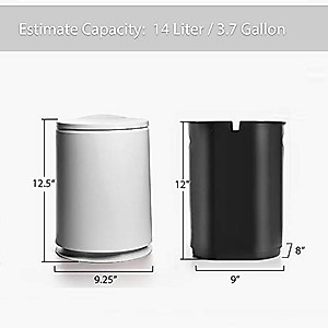 HANAMYA 10 Liter / 2.6 Gallon Cylindrical Trash Can with Press Top Lid, Round Garbage Bin, for Home, Office, Bathroom, Black