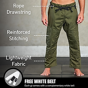 Elite Sports Bjj Gi for Men - Brazilian Jiu Jitsu Gi - Preshrunk sweat wicking Fabric - Machine washable - Free white Belt