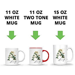 Gossby Personalized Custom Mug (A) Personalized Alphabet Customized Coffee Mug Cup Gift for Girlfriend/Wife/Mom/Sister, Personalized White Ceramic Mug 11oz 15oz Gifts for Special Day