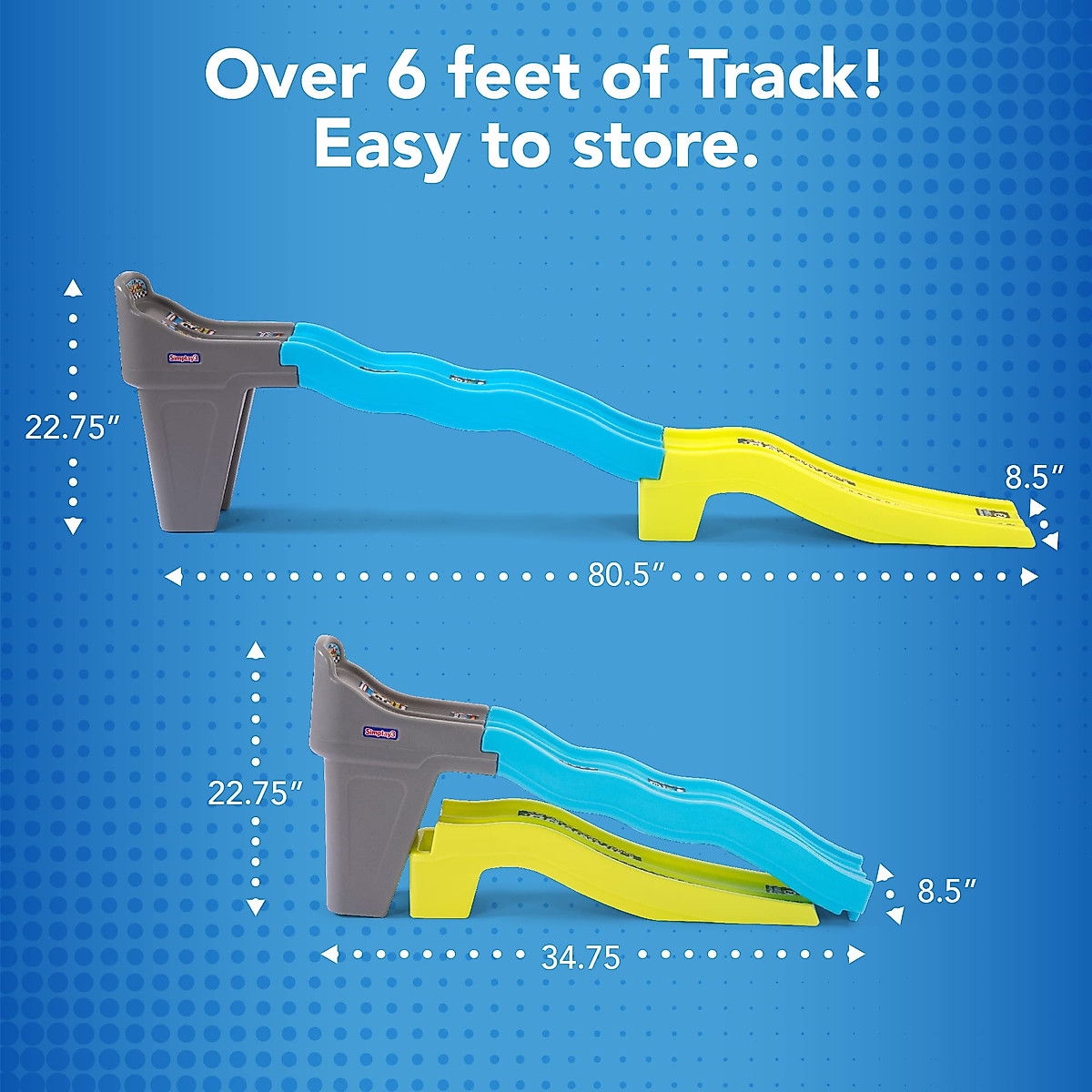 Simplay3 Fast Track Downhill Raceway, Dual Racetrack for Kids Cars for Toddlers, 2 Toy Race Cars Included, Made in USA