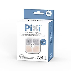 Catit PIXI Cat Drinking Fountain Filter, Replacement Triple Action Water Filter, 6-Pack, White