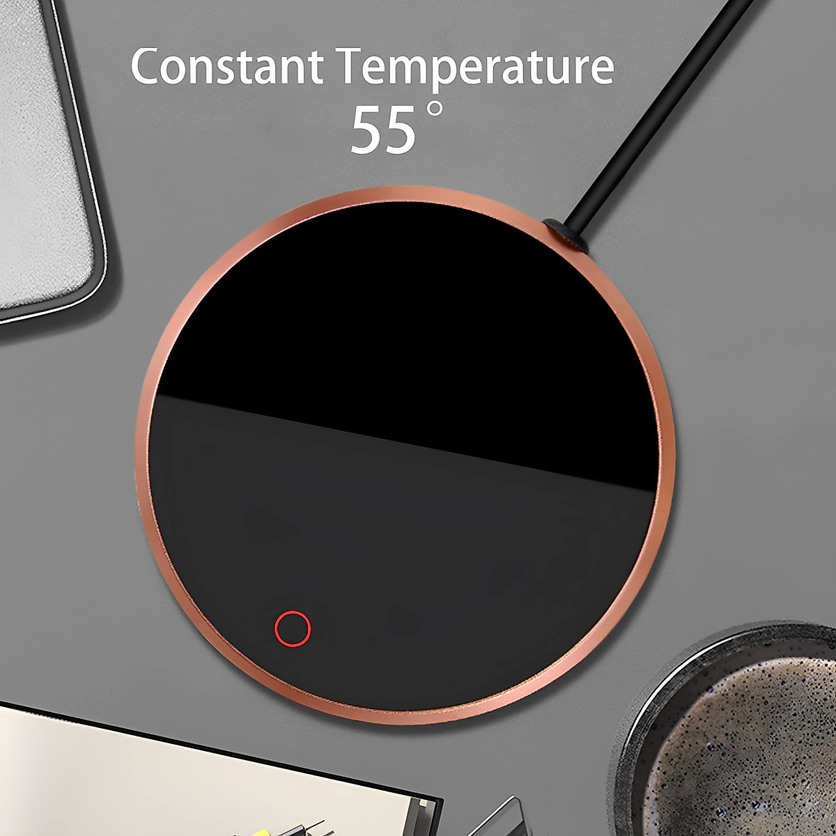 Coffee Mug Warmer with 2 Temperature Setting, Auto Shut Off Electric Cup Warmer for Desk, Smart Cup Warmer for Heating Coffee, Milk, Tea and Beverage, Black