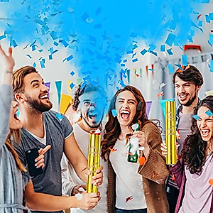 Tamsan Premium Gender Reveal Confetti Powder Cannon - Set of 4 Mixed (2 Blue & 2 Pink) Gender Reveal Confetti Cannon, 100% Biodegradable Tissue Safe Powder Smoke Baby Gender Reveal Party Supplies