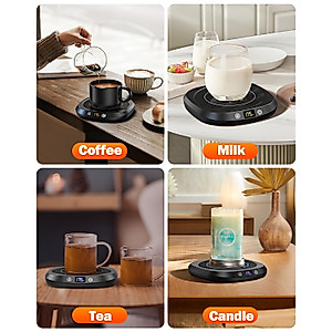 Coffee Mug Warmer -4S Fastest Heating Coffee Cup Warmer for Desk，5 Temp & 1-12H Timer Settings Auto Shutoff Candle Warmer,Ideal Coffee Gift Accessories with Greeting Card Keep Beverages Coffee Warmer