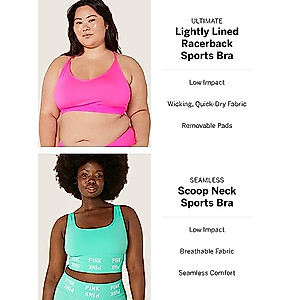 Victoria's Secret Pink Ultimate Racerback Sports Bra, Low Impact Bras for Women, Athletic, Pink (XL)