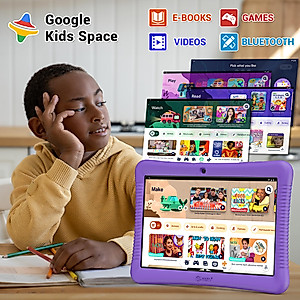 Contixo Kids Tablet, K102 Tablet for Kids and Tablet Sleeve Bag Bundle,10-inch HD, Ages 3-7, Toddler Tablet with Camera, Parental Control, Android 10, 64GB, WiFi, Learning Tablet for Kids - Purple