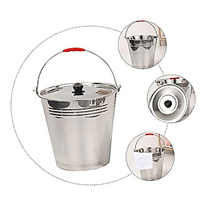HEMOTON 1pc Milk Bucket Ranch Milking Bucket Container with Lid Household Ice Container Buckets with Lids Wine Ice Bucket Charcoal Bucket Stainless Steel Manure Bucket Thicken
