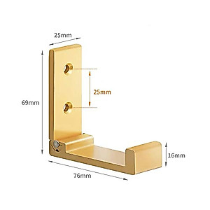 5 PCS,Folding Wall Hooks,Coat Hooks Wall Mount,Aluminum Alloy Heavy Duty Single Towel Hook, Hooks for Hanging Coat Jackets Headset Robe Clothes Hat (Gold)