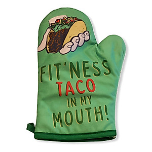 Fitness Taco Funny Kitchen Apron and Oven Mitts Humorous Gym Graphic Novelty Cooking Accessories Funny Graphic Kitchenwear Cinco De Mayo Funny Food Green Oven Mitt