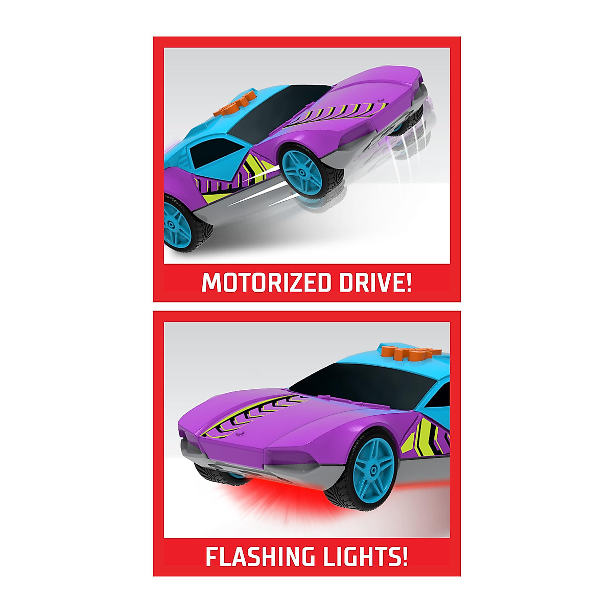 Just Play Hot Wheels Pop Racers Car La Fasta Toy Vehicle, 7-Inch Purple Motorized Toy Car, Lights, Sounds, Pops Wheelies, Kids Toys for Ages 3 Up
