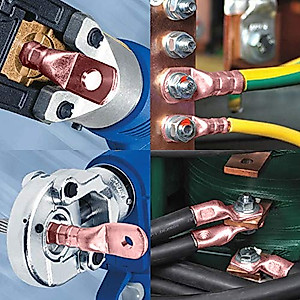 10 Pcs Copper Lugs Ring Terminals Connectors, 3/8” Stud Size for 4 AWG Wire. Battery Cable Ends