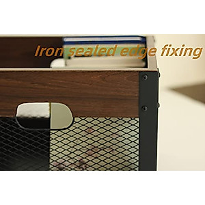 CRAZYWOOD Vinyl Record Storage Case, Wooden LP Record Storage Case, Magazine and Newspaper Storage Basket 13.6"(L)*14.3"(W)*10.6"(H) Inches Wooden Storage Basket