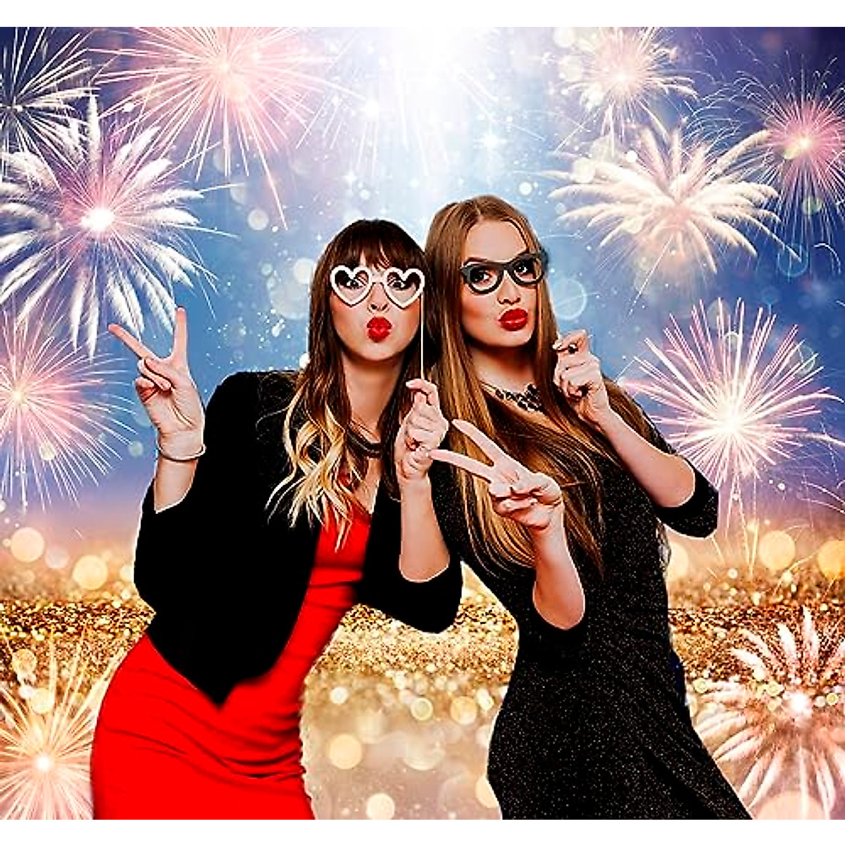 AIIKES 7X5FT Happy New Year Backdrops Bokeh Photography Backdrop Sparkling Fireworks Abstract Bokeh Halo Gold Spots Background 2024 New Years Holiday Party Decoration Photo Studio Props 12-624