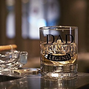 AGMDESIGN Dad Whiskey Glass, The Man The Myth The Legend Whiskey Glass Gifts for Grandfather, Papa, Him, Dad, Husband, Coworker, Friend, Boss, Birthday Gifts